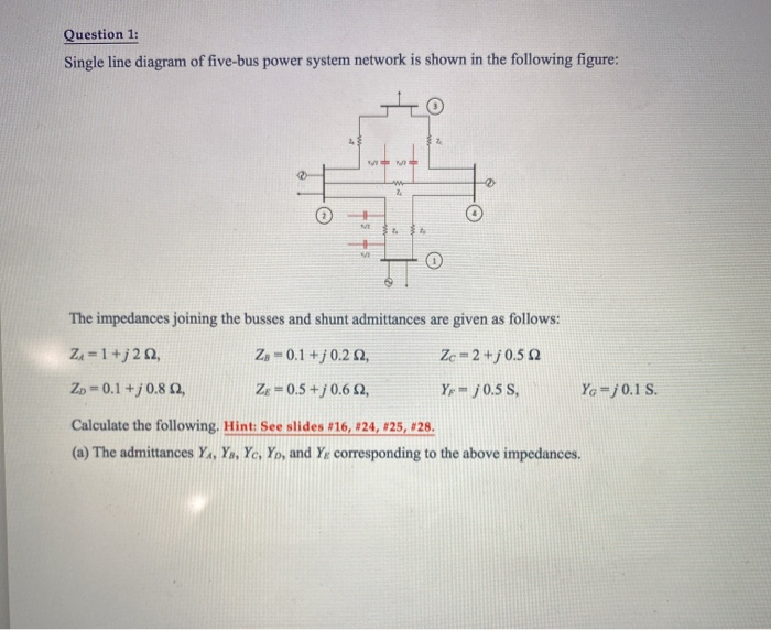 Solved Question 1: Single line diagram of five-bus power | Chegg.com