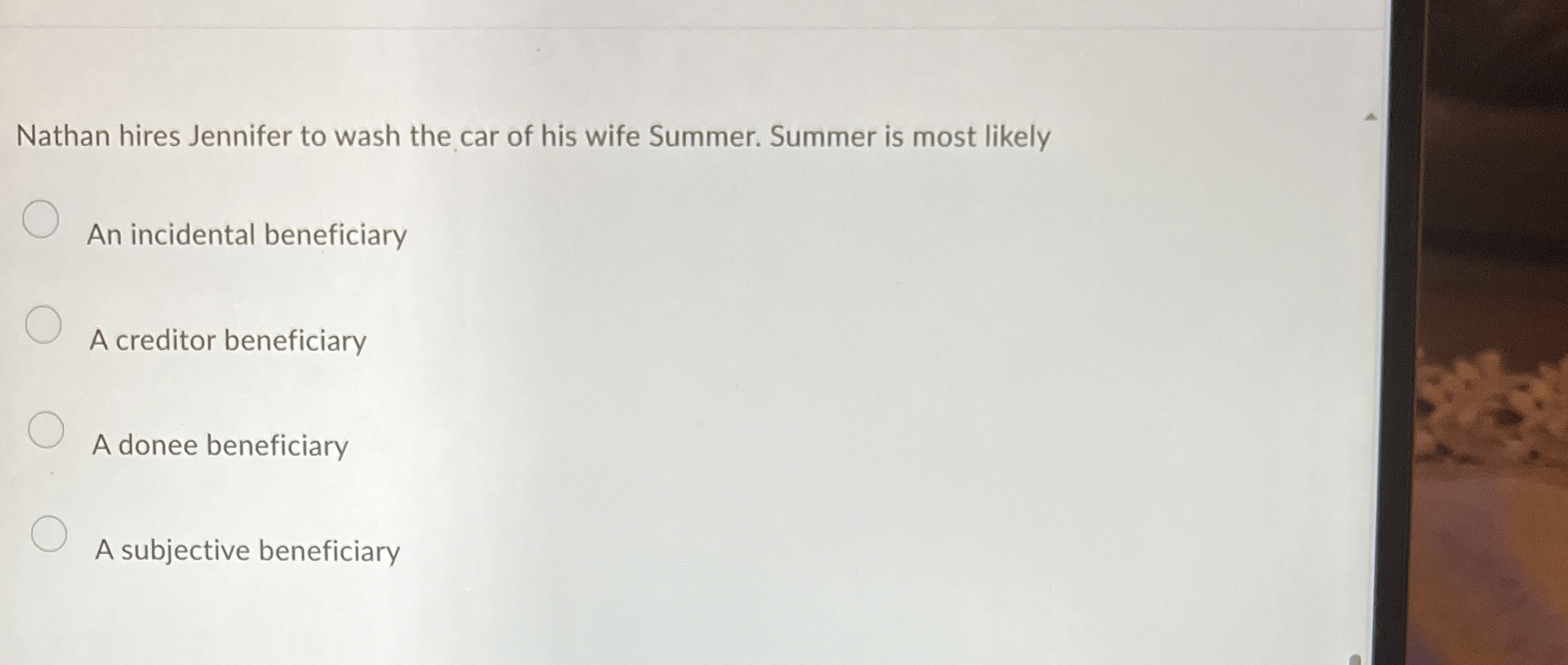 Solved Nathan hires Jennifer to wash the car of his wife | Chegg.com