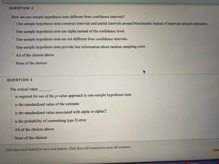 Solved Question 2 How Are One Sample Hypothesis Tests 8257