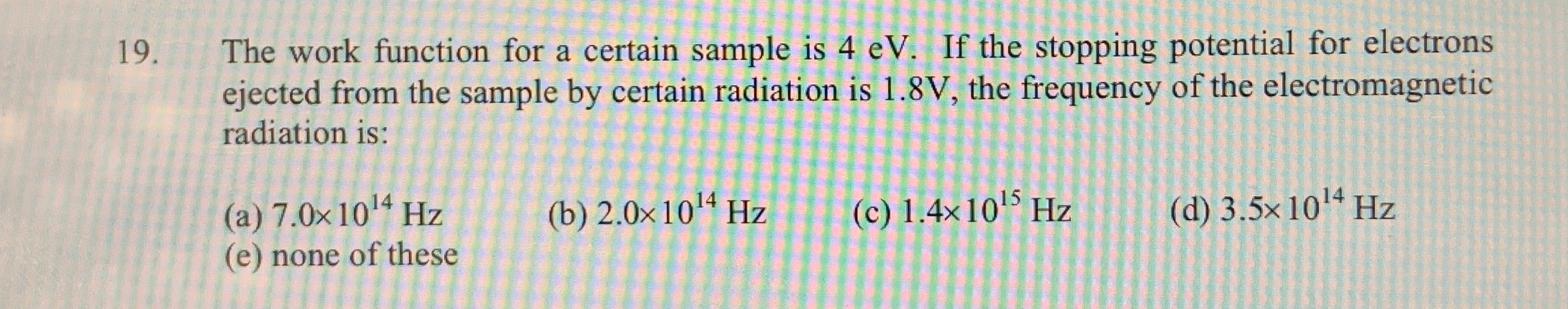 Solved The work function for a certain sample is 4eV. ﻿If | Chegg.com