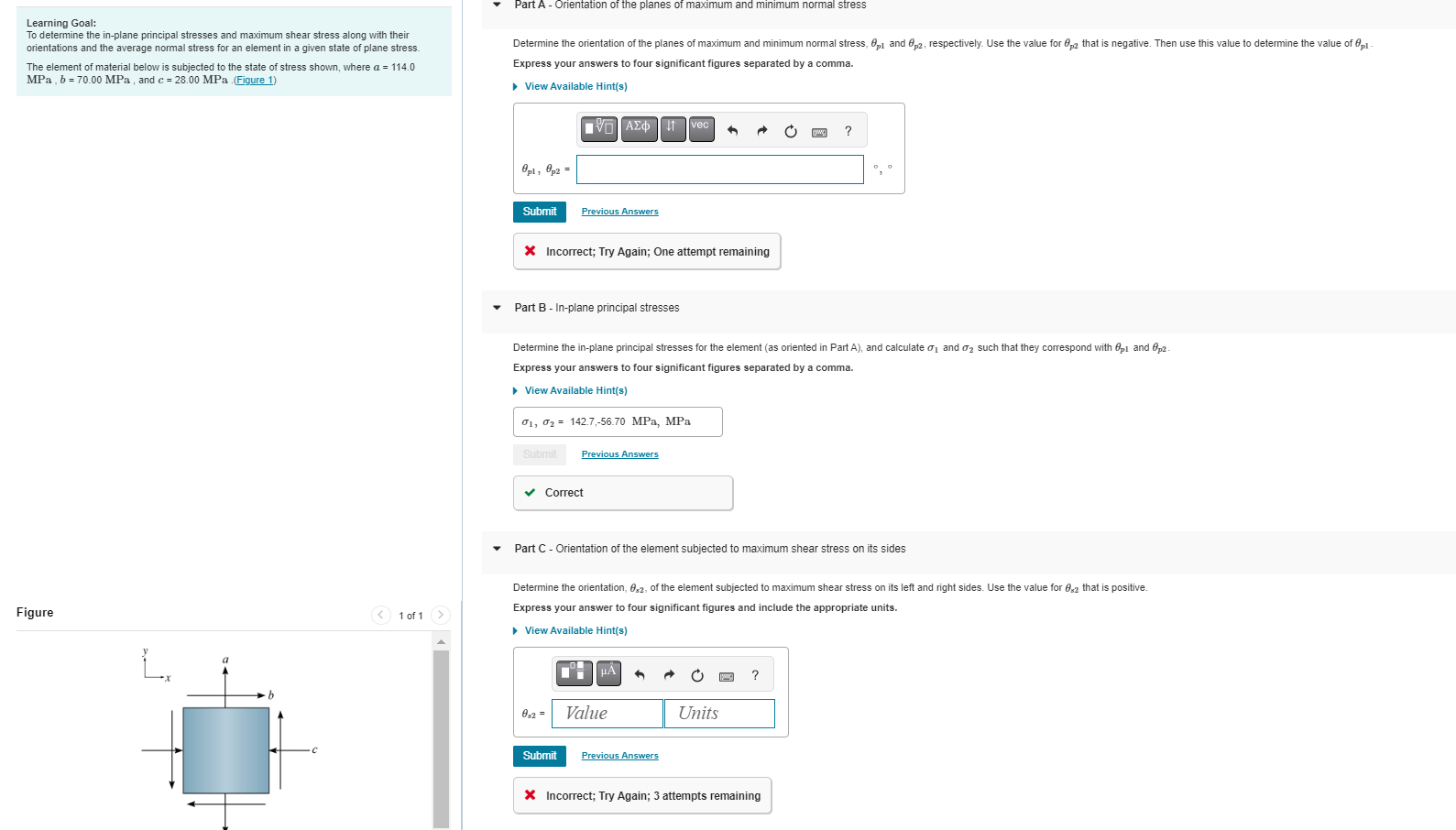 Solved Learning Goal:To determine the in-plane principal | Chegg.com