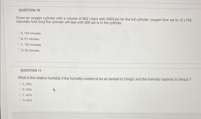 Solved Given an oxygen cylinder with a volume of 662 Liters | Chegg.com