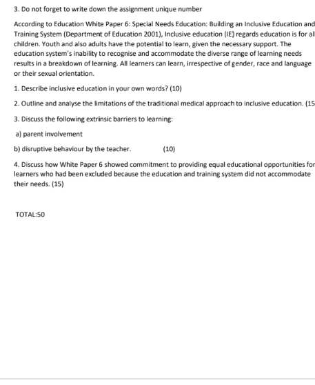 3. Do not forget to write down the assignment unique | Chegg.com