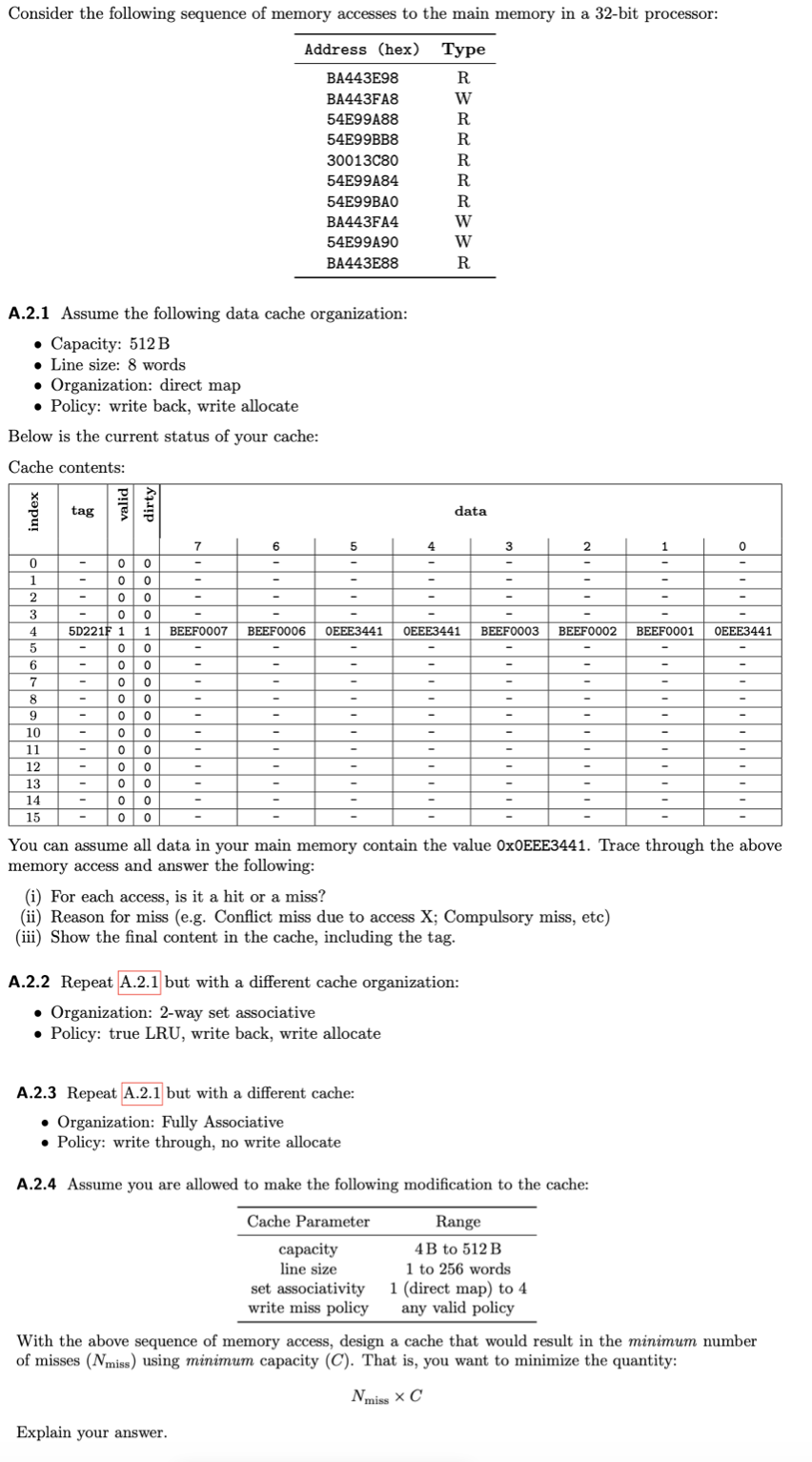 Solved Consider the following sequence of memory accesses to | Chegg.com
