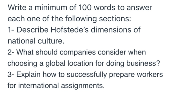 Solved Write a minimum of 100 words to answer each one of | Chegg.com