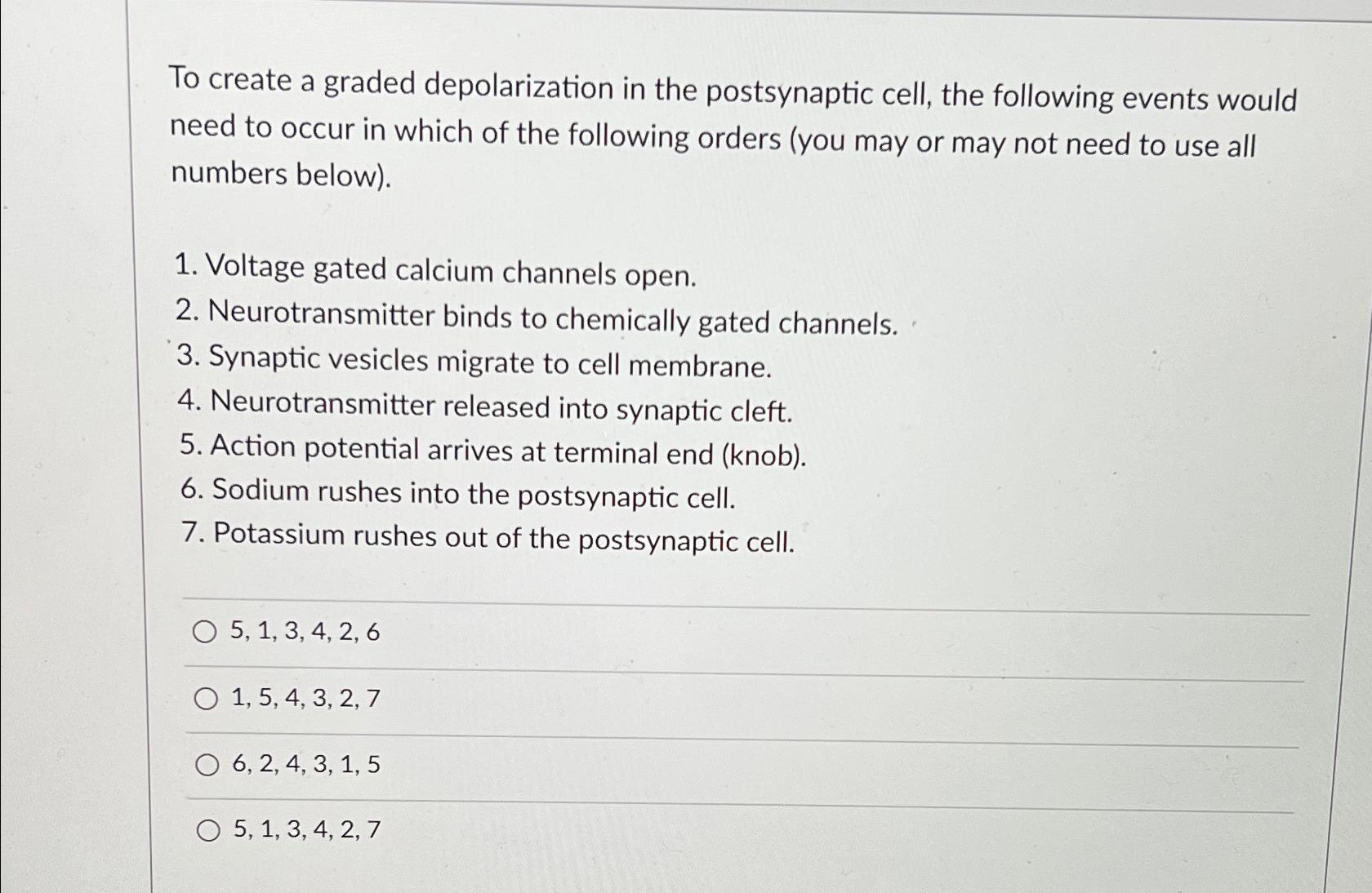 Solved To create a graded depolarization in the postsynaptic | Chegg.com