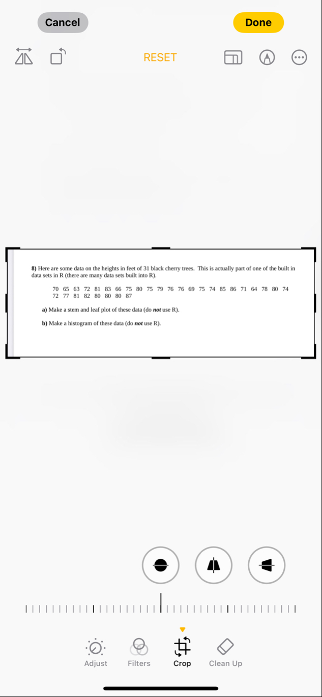 Solved ΔΔharrロ’RESET(A)Here are some data on the heights in | Chegg.com