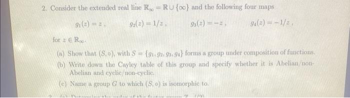 Solved 2. Consider the extended real line R∞=R∪{∞} and the | Chegg.com
