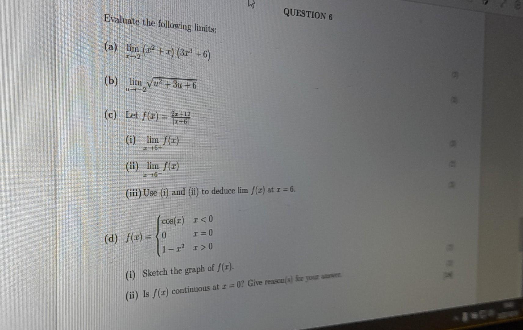 Solved Evaluate the following limits: (a) | Chegg.com
