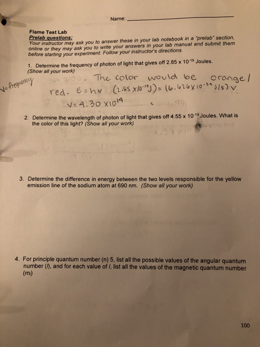 Solved Name Flame Test Lab Prelab Questions Your Chegg Solved Name Flame Test Lab Prelab Questions Your Chegg