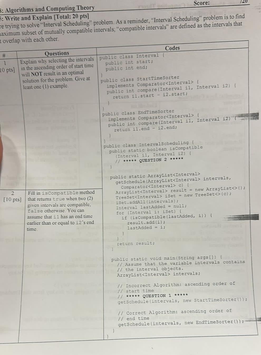 Solved Algorithms and Computing TheoryScore:1205: Write and | Chegg.com