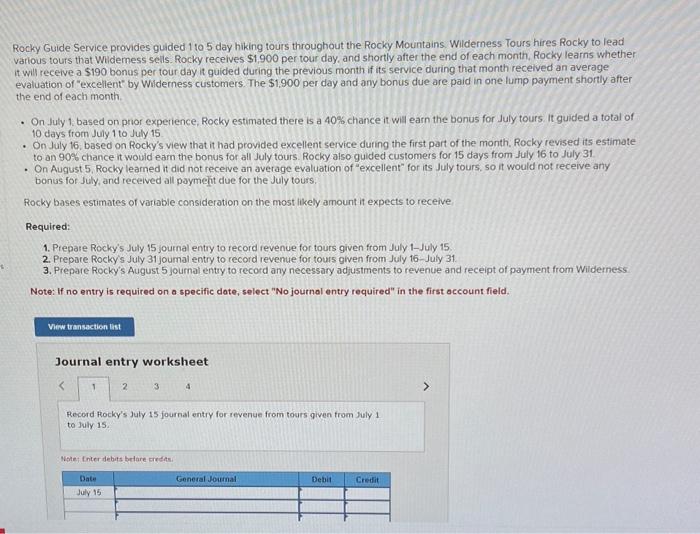 Solved Rocky Guide Service provides guided 1 to 5 day hiking | Chegg.com