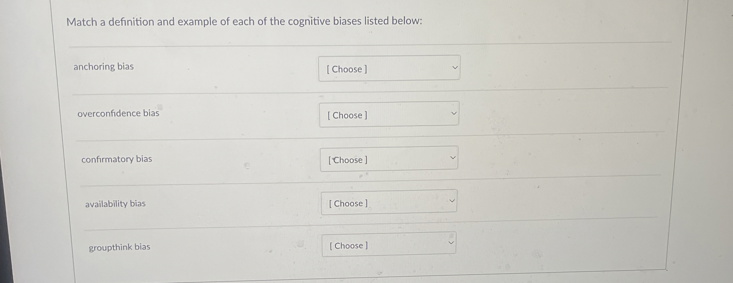 Solved Match a definition and example of each of the | Chegg.com