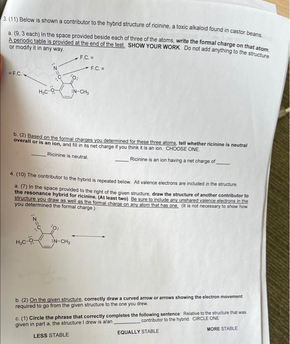 Solved 3. (11) Below is shown a contributor to the hybrid | Chegg.com