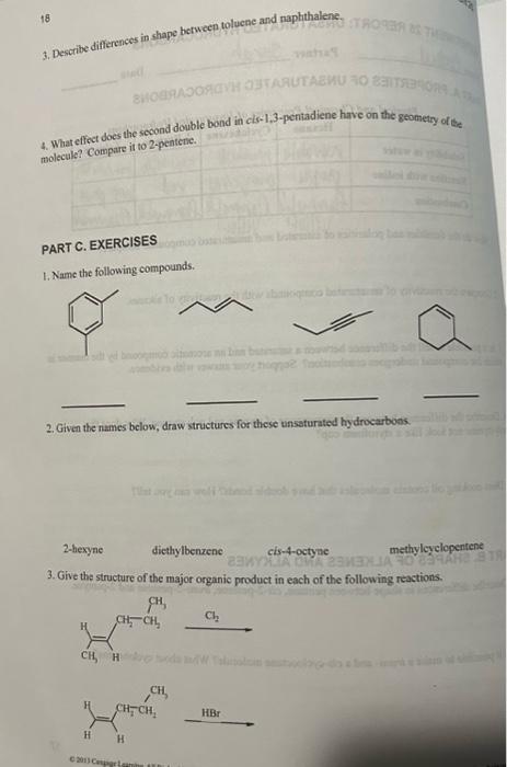Solved PART A. PROPERTIES OF UNSATURATED HYDROCARBONS 1. How | Chegg.com