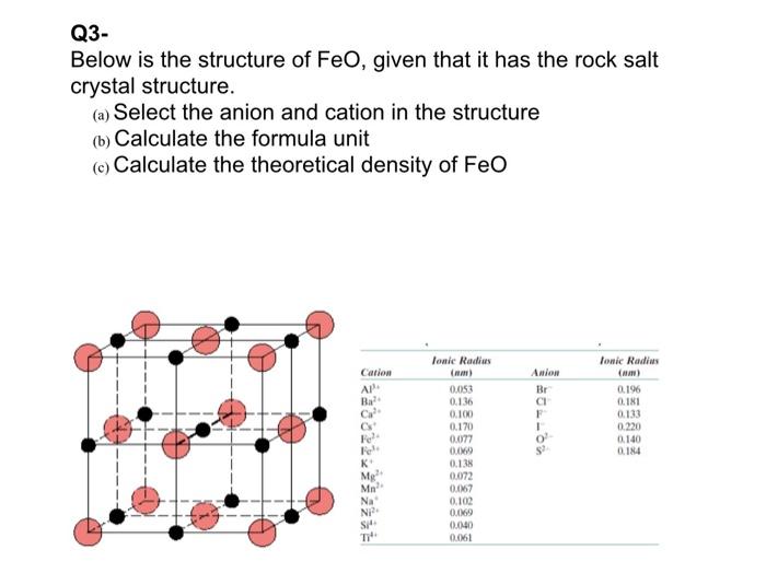 Solved Q3- Below is the structure of Feo, given that it has | Chegg.com