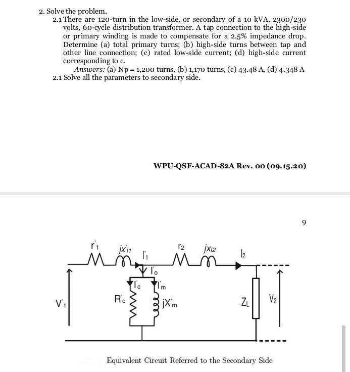 Solved 2. Solve the problem. 2.1 There are 120-turn in the | Chegg.com