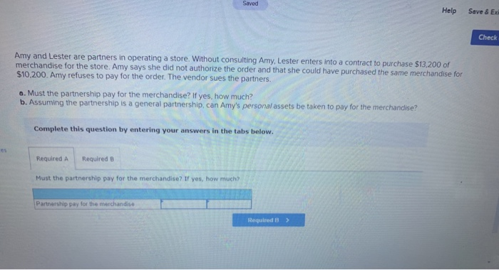 Solved Saved Help Save & Ex Check Amy and Lester are | Chegg.com