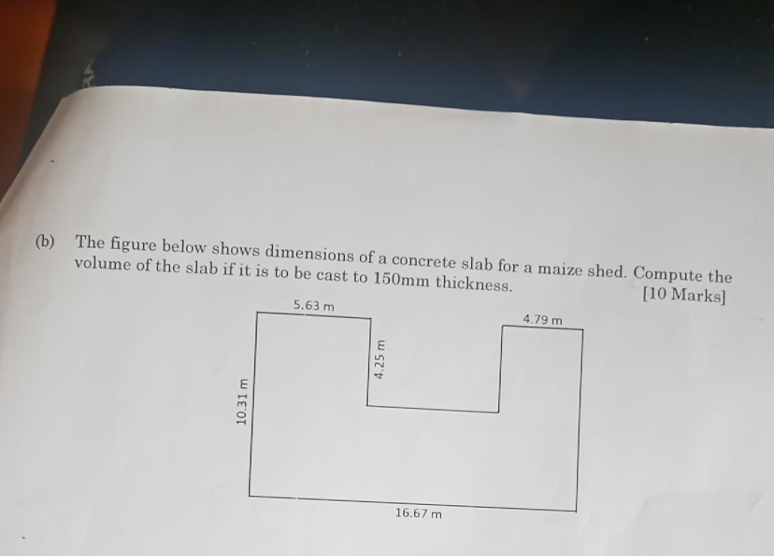 Solved (b) The figure below shows dimensions of a concrete | Chegg.com