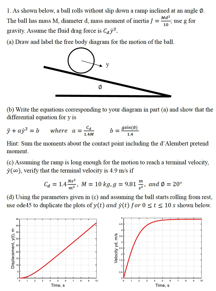 Solved As shown below, a ball rolls without slip down a ramp | Chegg.com