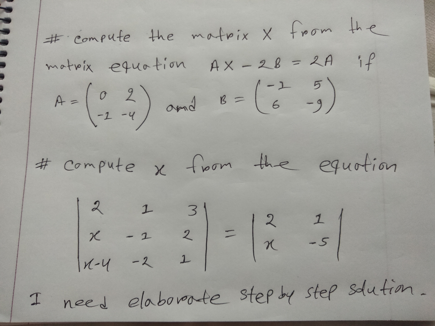 Solved # compute the matrix x ﻿from the matrix equation | Chegg.com