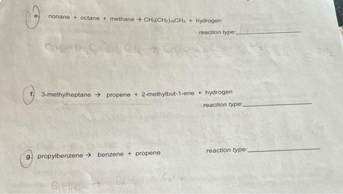 Solved ☺ nonane + octane + methane → CH(CH)CH2 + hydrogen | Chegg.com