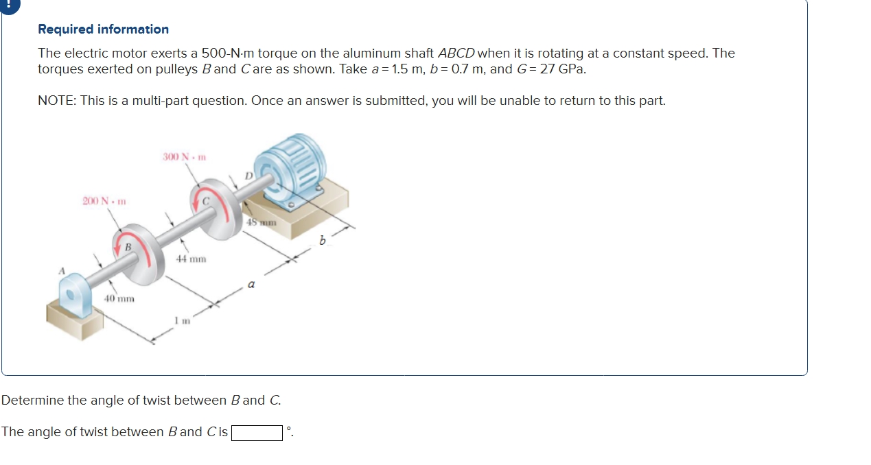 Solved Required informationThe electric motor exerts | Chegg.com