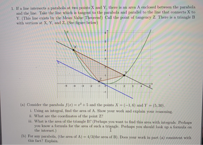 Solved 1. If a line intersects a parabola at two points X | Chegg.com