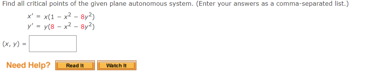 Solved Find all critical points of the given plane | Chegg.com