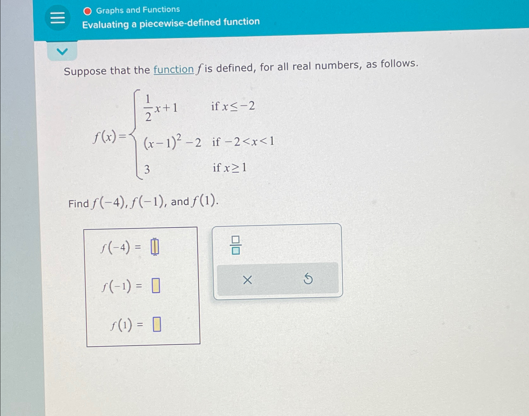 Solved Graphs and FunctionsEvaluating a piecewise-defined | Chegg.com