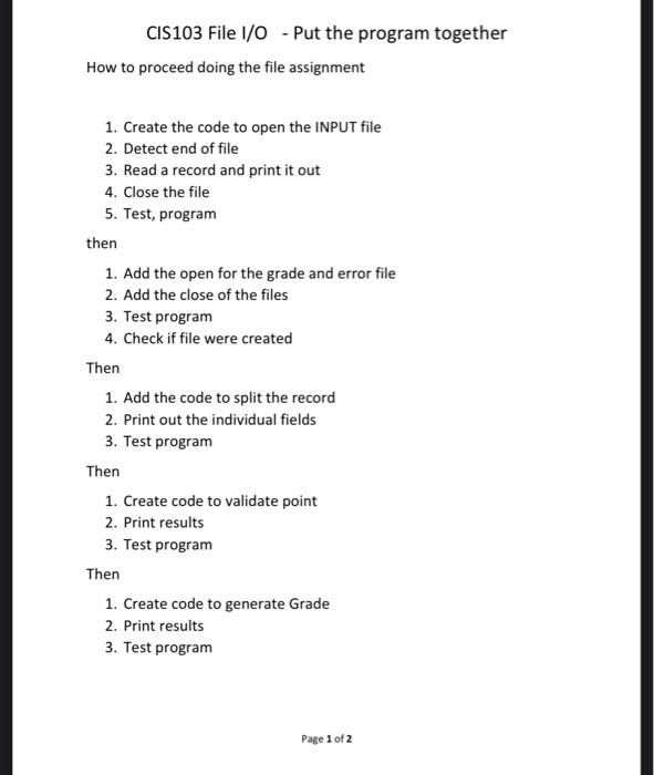 Solved CIS103 File I/O Read a file that has name \& points | Chegg.com