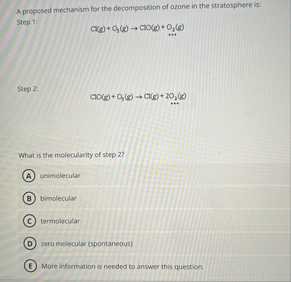 Solved A proposed mechanism for the decomposition of ozone | Chegg.com
