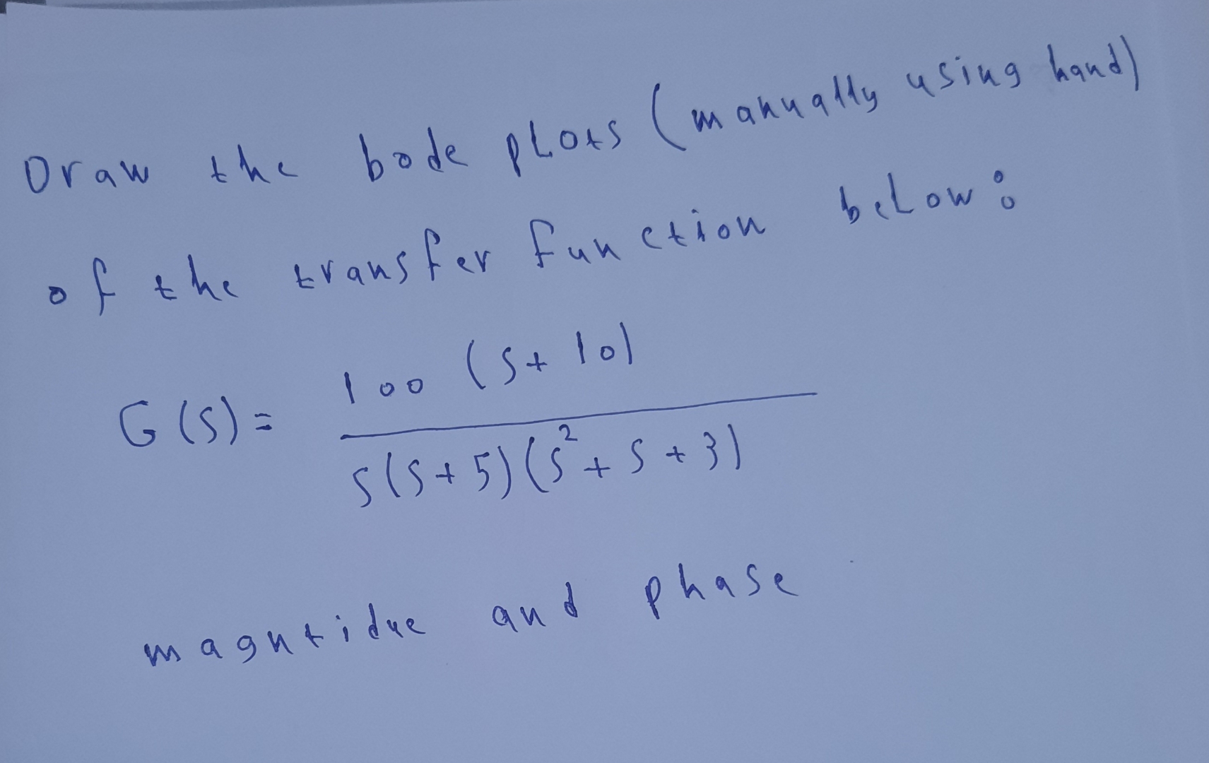 Solved Oraw the bode plots (manuatty using hand) ﻿of the | Chegg.com