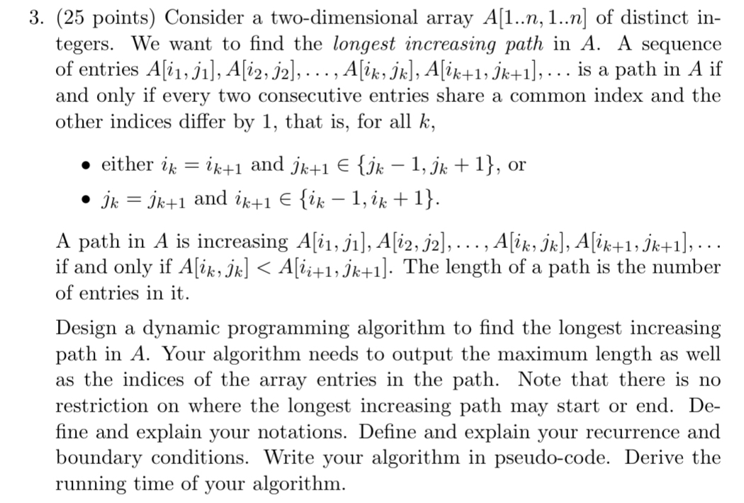 Solved (25 ﻿points) ﻿Consider a two-dimensional array | Chegg.com