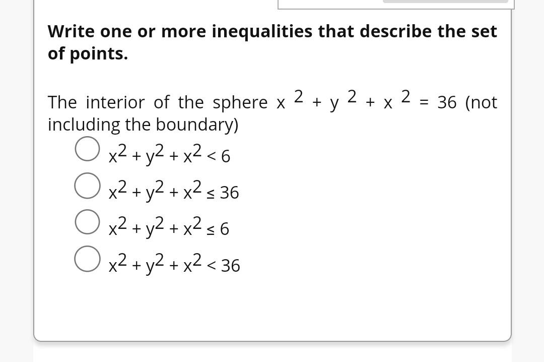 Solved Write one or more inequalities that describe the set | Chegg.com