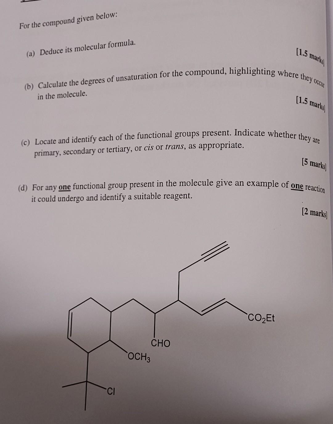 Solved For the compound given below: (a) Deduce its | Chegg.com