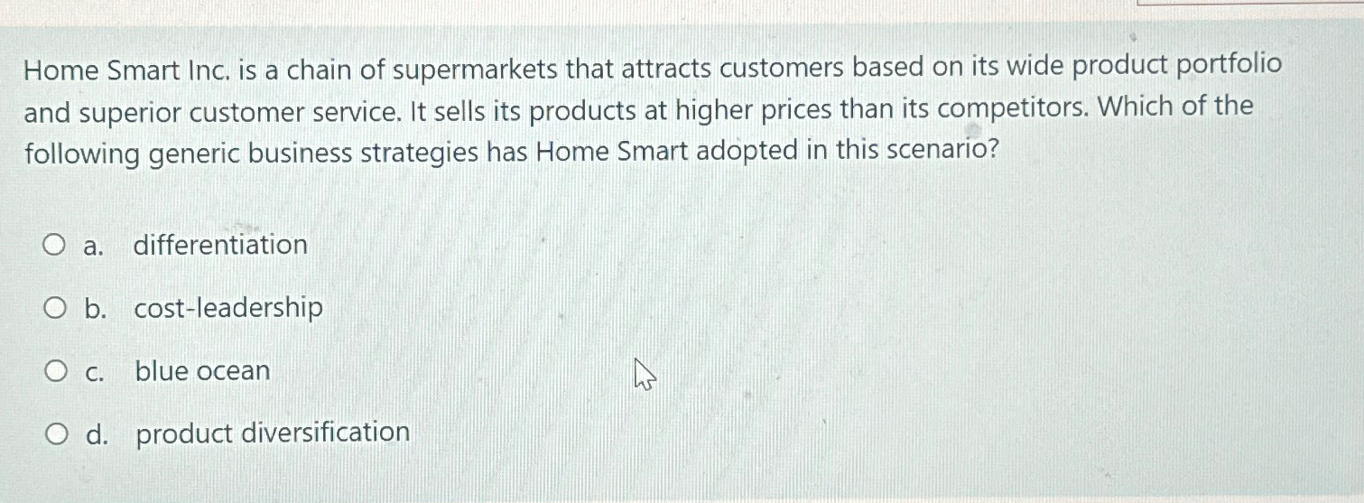 Solved Home Smart Inc. is a chain of supermarkets that | Chegg.com