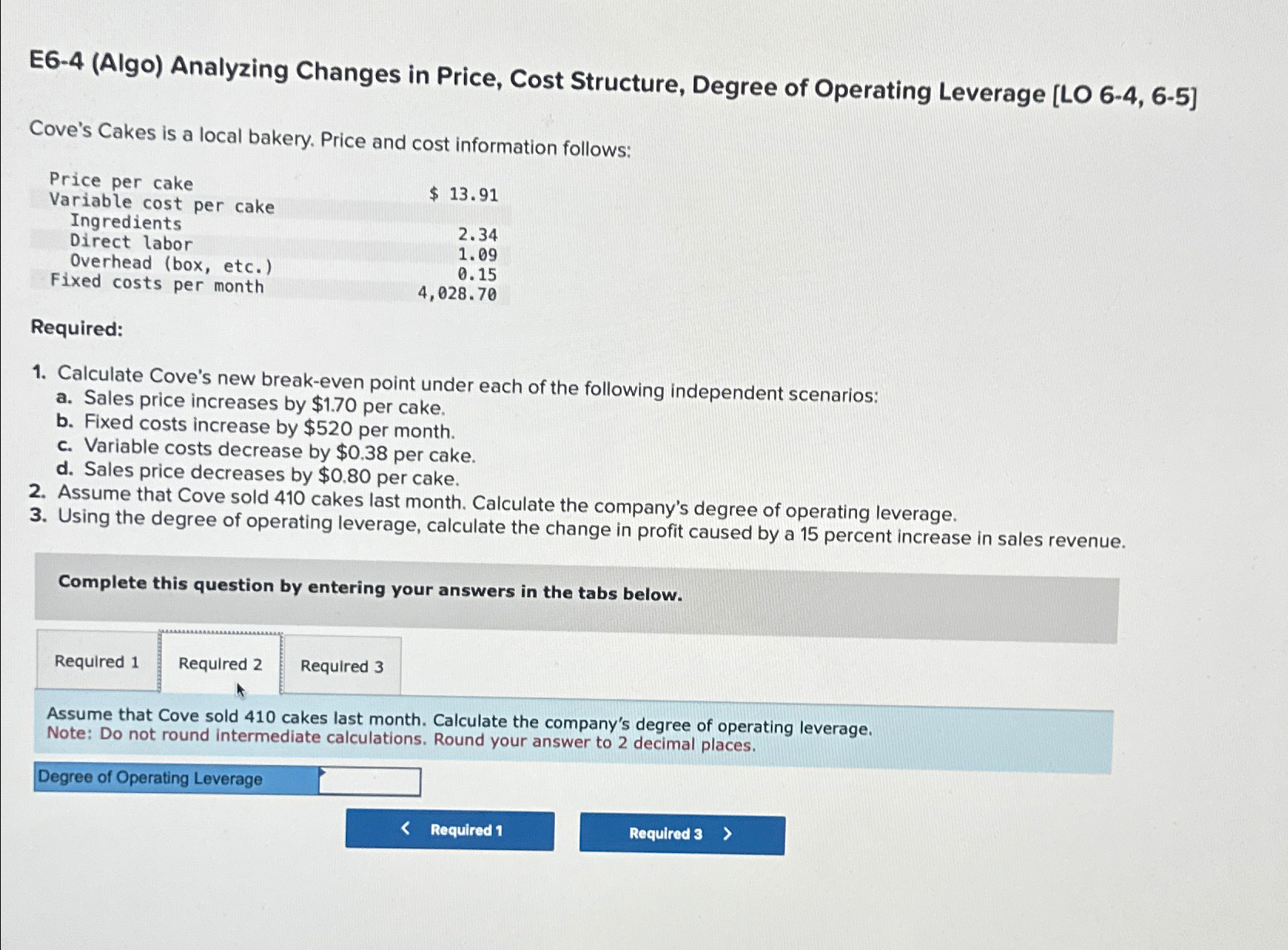 Solved E6-4 (Algo) ﻿Analyzing Changes in Price, Cost | Chegg.com