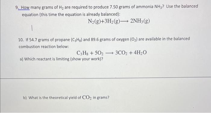 Solved 9. How many grams of H2 are required to produce | Chegg.com