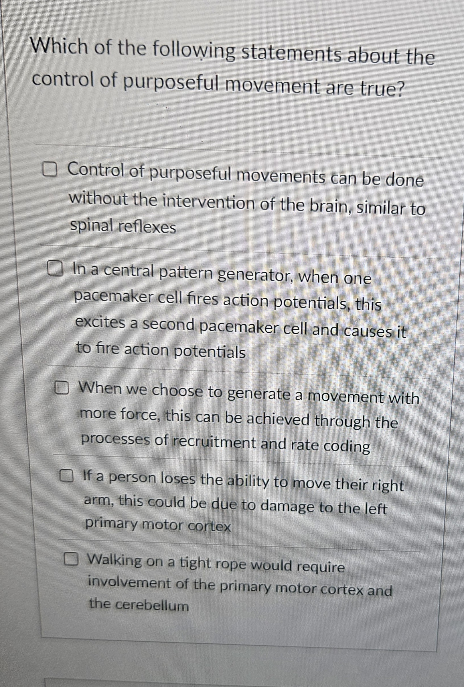 Solved Which of the following statements about the control | Chegg.com