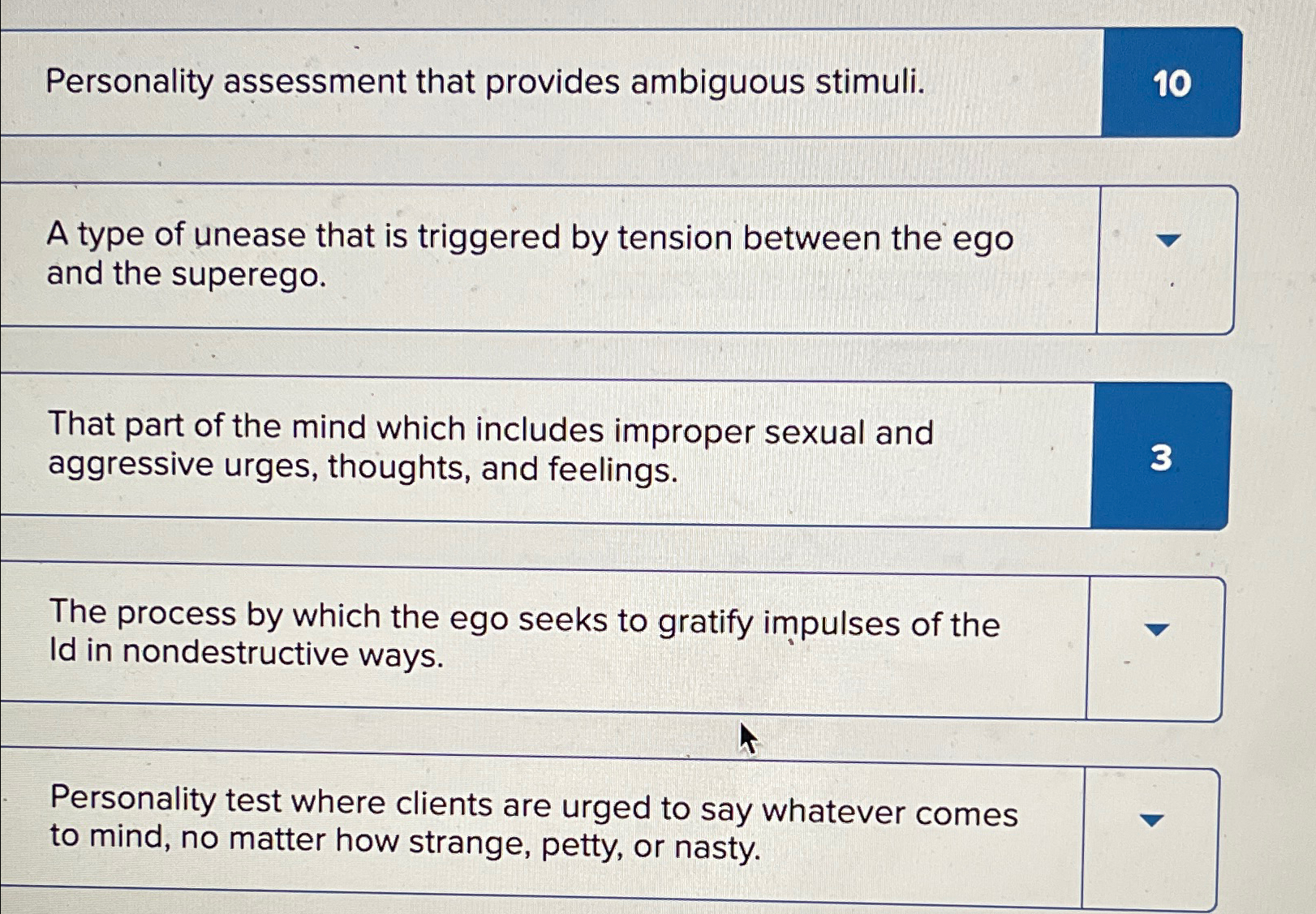 Solved Personality assessment that provides ambiguous | Chegg.com