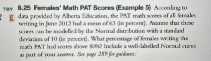 Solved 6.25 Females' Math PAT Scores (Example 5) According | Chegg.com