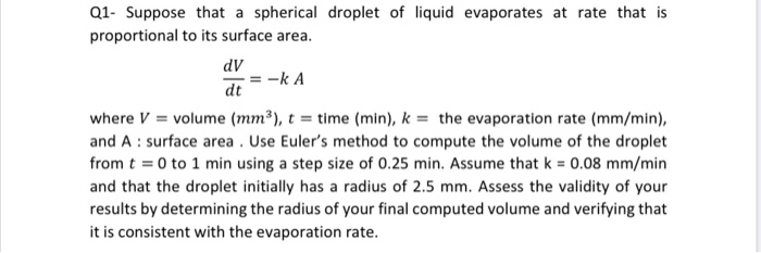 Solved Q1. Suppose that a spherical droplet of liquid | Chegg.com