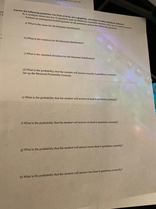 Solved nswer the follewing questians, Fer larts e) to h), | Chegg.com