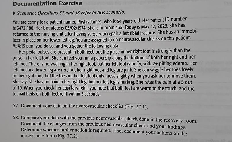 Solved Documentation ExerciseScenario: Questions 57 ﻿and 58 | Chegg.com