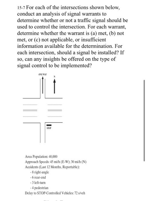 Solved 15-7 For each of the intersections shown below, | Chegg.com