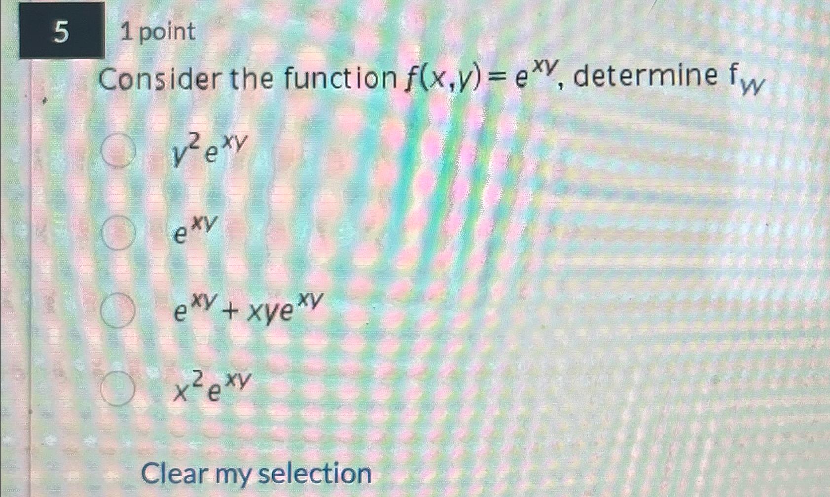Solved 51 ﻿pointConsider the function f(x,y)=exy, ﻿determine | Chegg.com