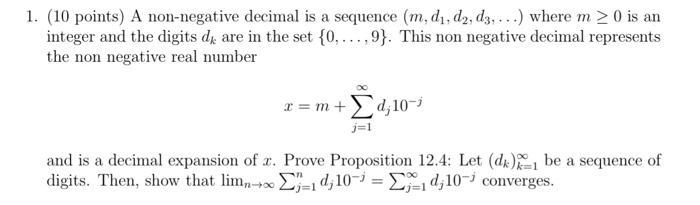 Solved 1. (10 points) A non-negative decimal is a sequence | Chegg.com