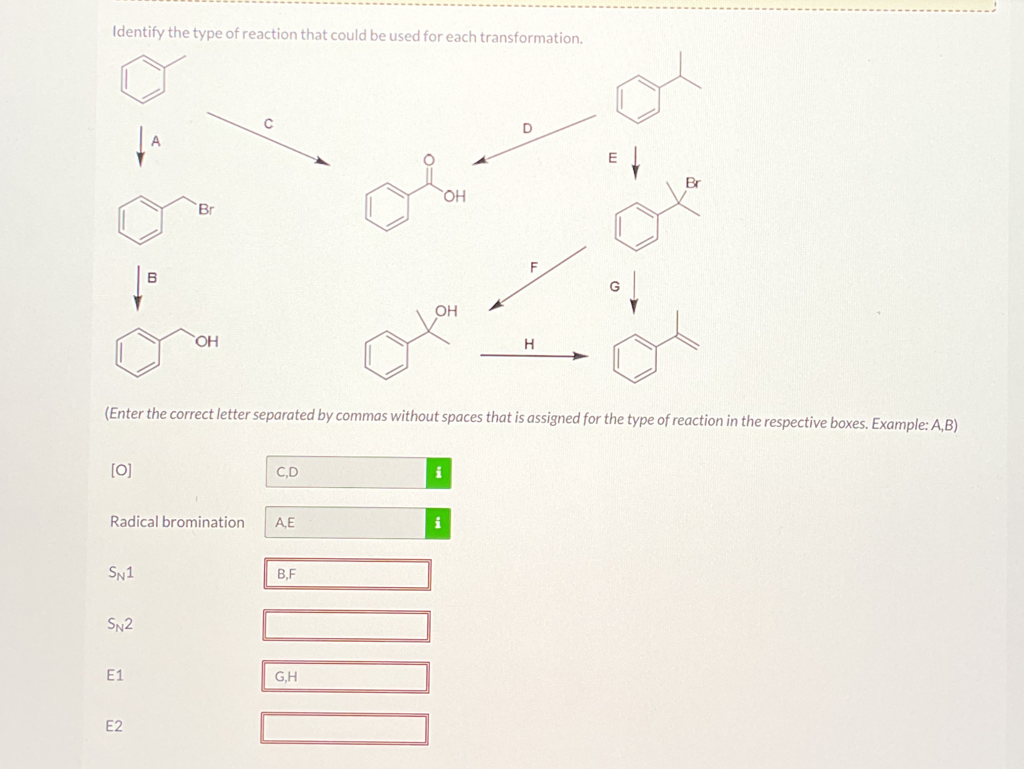 Solved Identify the type of reaction that could be used for | Chegg.com