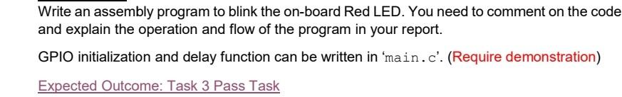 Solved Write an assembly program to blink the on-board Red | Chegg.com